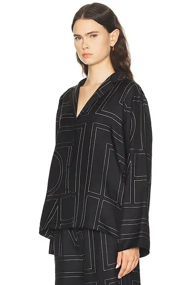TOTEME Monogram Silk Pj Top - Black
