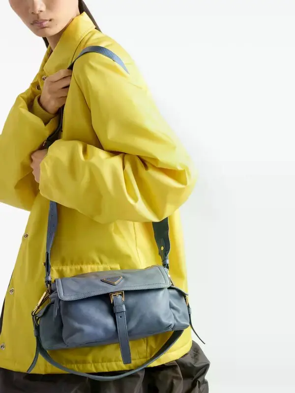 Prada Explore Medium Nappa Leather Shoulder Bag - Blue