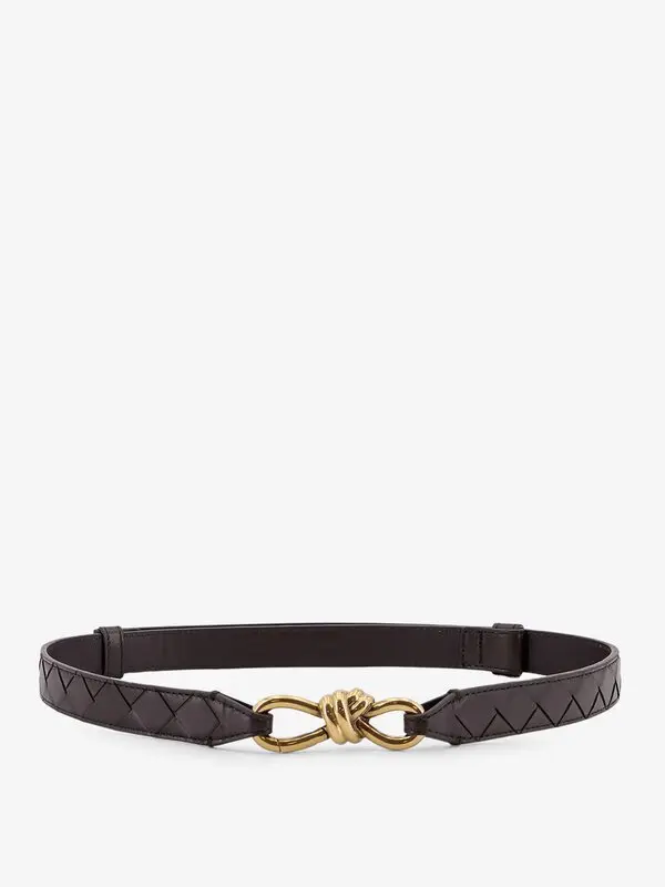 Bottega Veneta Leather Belt With Intrecciato Motif - Brown