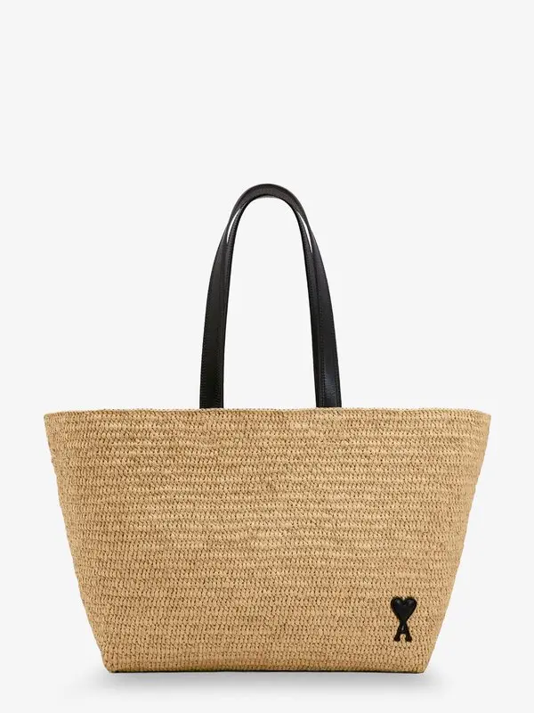 Ami De Coeur Raffia Shoulder Bag - Beige