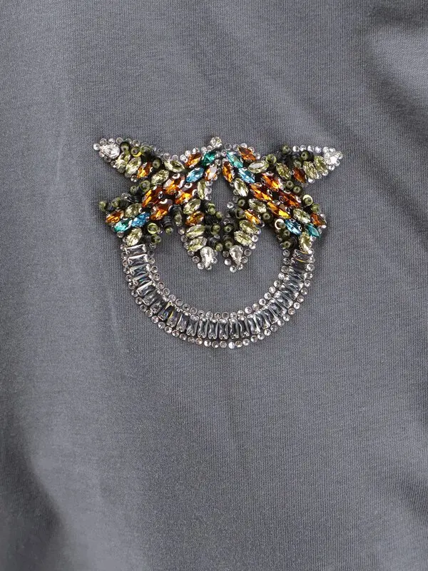 Pinko Cotton T-shirt With Rhinestone Logo