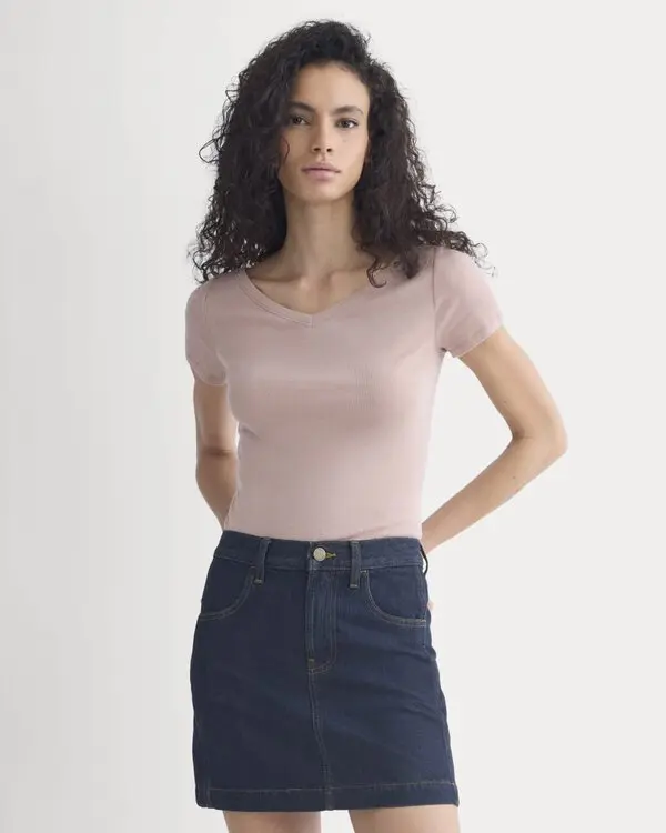 Everlane Tissue Short-sleeve V-neck Top - Dusty Rose