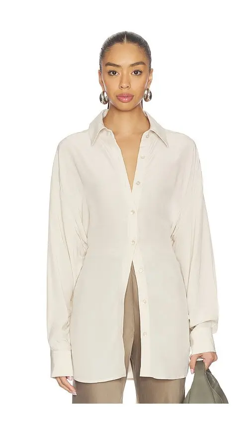 EAVES Sivan Shirt In Ivory - Stone