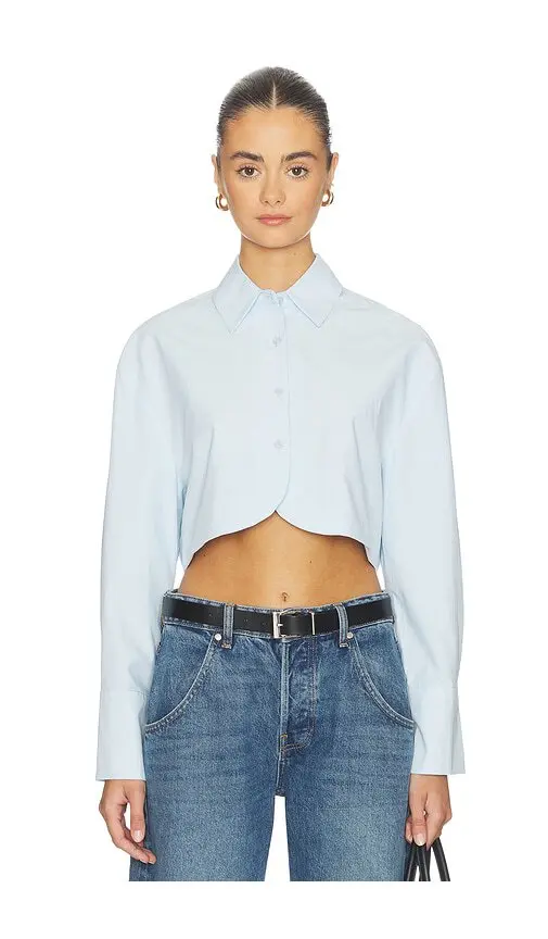 ALL THE WAYS Tara Button Up Top In Baby - Blue