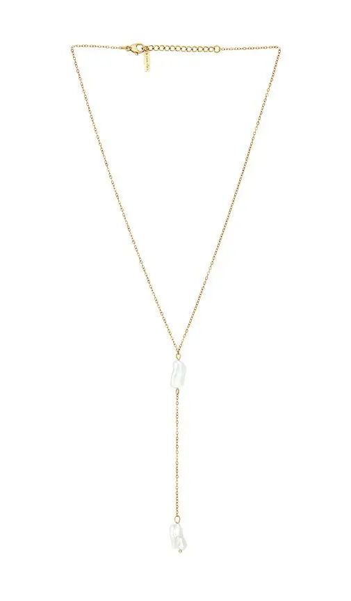 CASA CLARA Liliana Lariat Necklace In Metallic Gold,white - Pearl