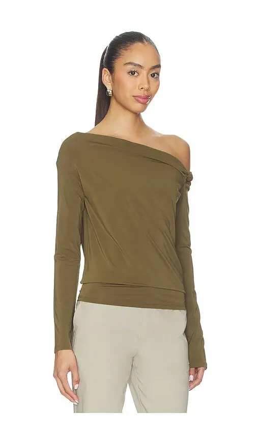 EAVES Jayne Off Shoulder Top In Olive