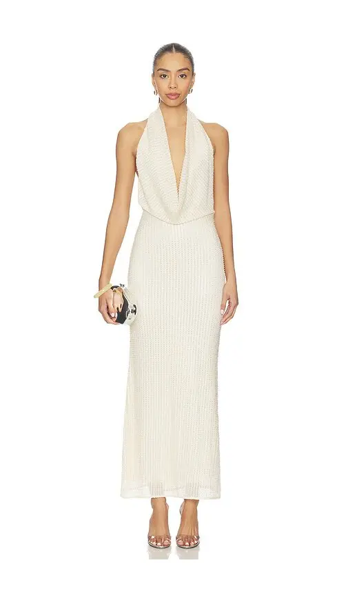 Bardot Nola Sequin Cowl Maxi Dress In Ivory - Buttercup
