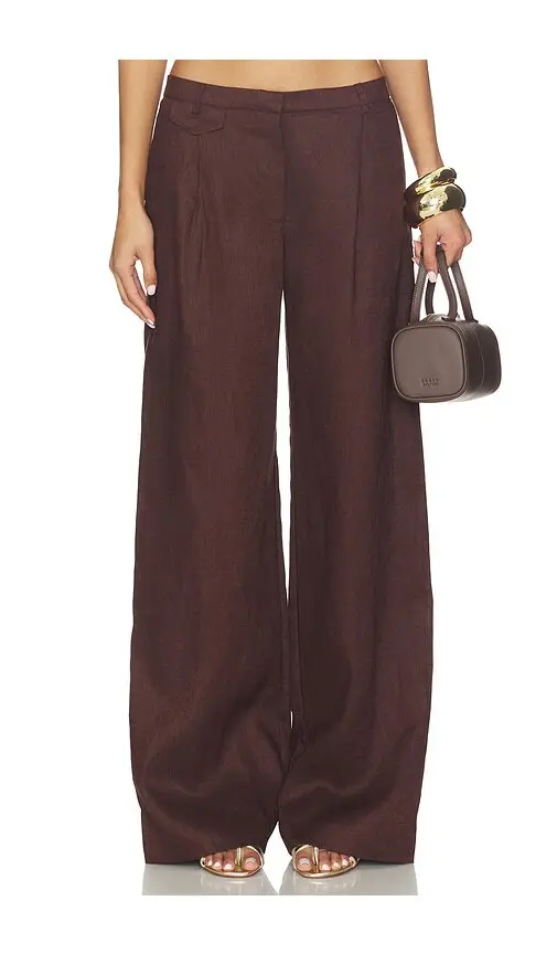 Bardot Geordy Hipster Linen Pant - Chocolate