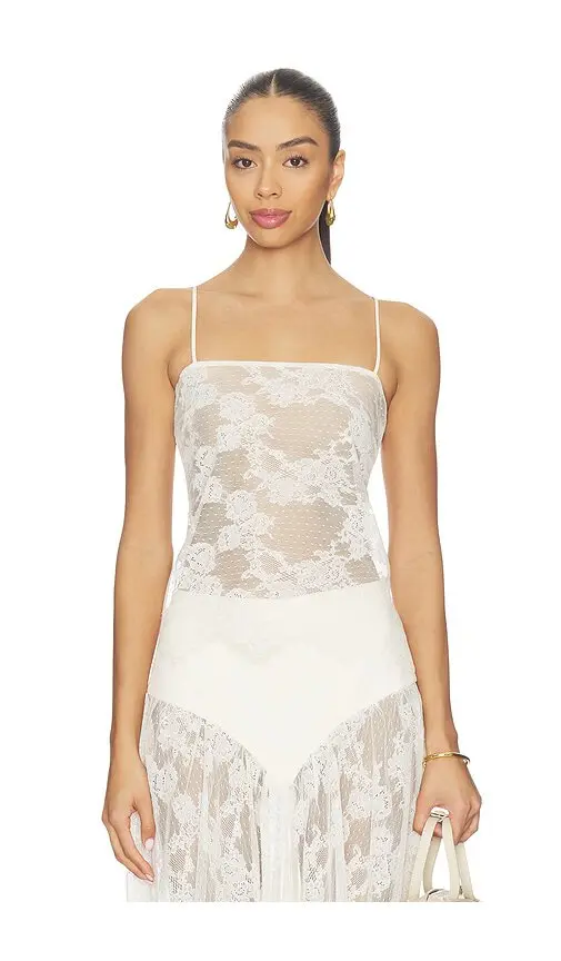 Bardot Hildie Sheer Lace Cami In Beige - Light Beige