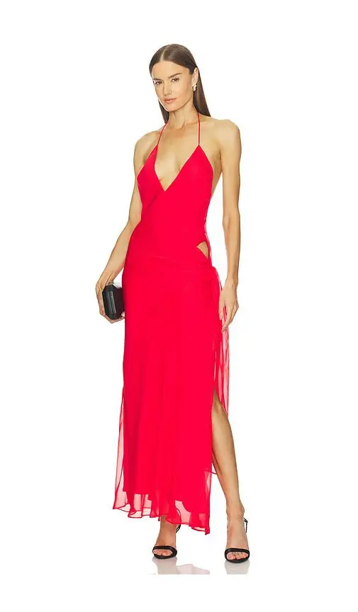 Bardot Cyrel Cut Out Maxi Dress In Red - Fire Red