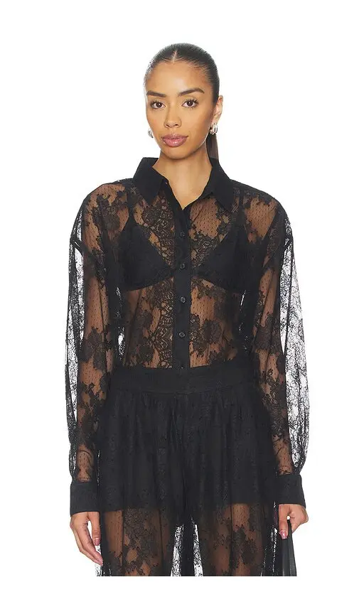 Bardot Aleida Oversized Lace Shirt - Black