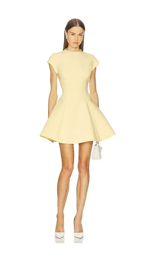 Bardot Beckett High Neck Mini Dress In Yellow - Canary Yellow