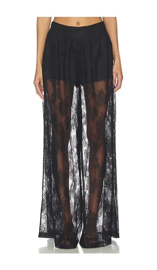 Bardot Hildie Wide Leg Lace Pant - Black