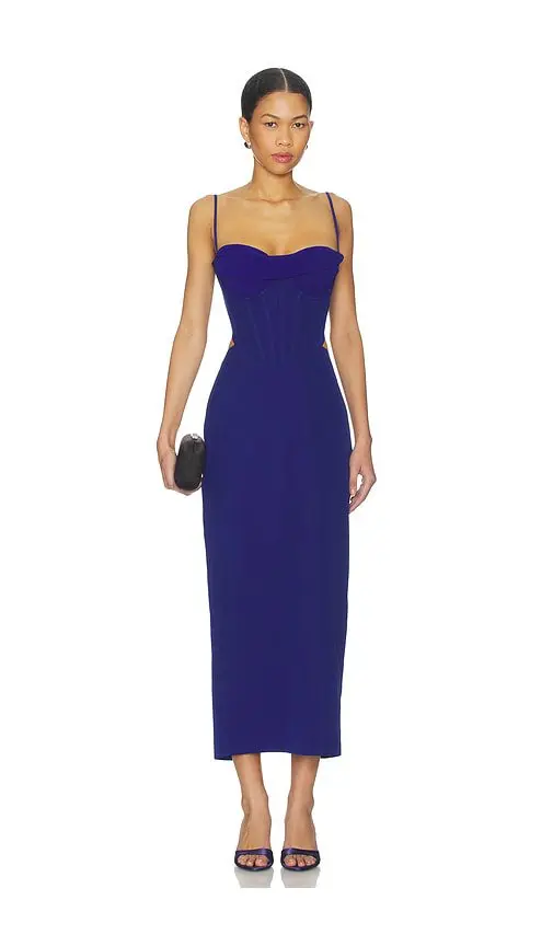 Bardot X Martini Midi Dress In Blue - Cobalt