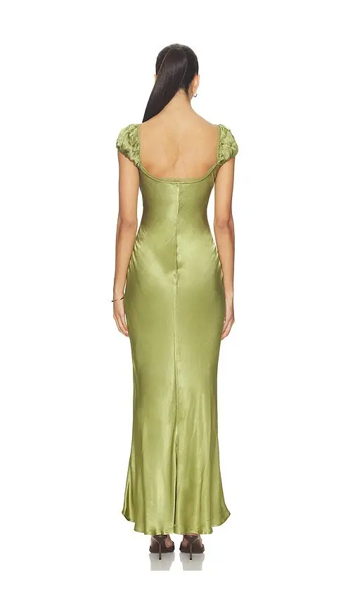 Bardot Stasia Satin Maxi Slip Dress - Khaki