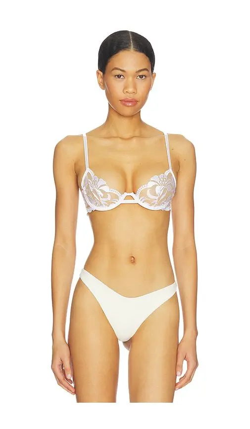 Bluebella Leonora Wired Bra In White - White & Sheer