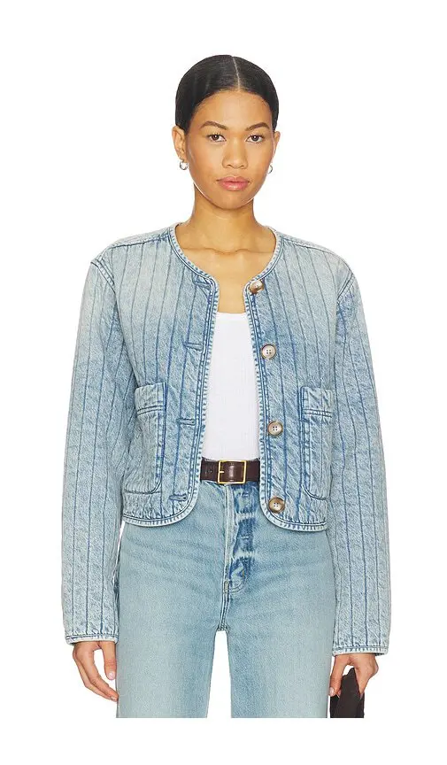 Blanknyc Quilted Jacket In Blue - Bottomless Brunch