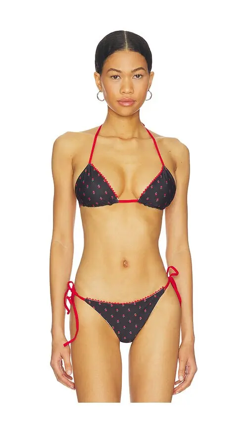 Agua Bendita Lolita Especial Bikini Top In Black,white - Multicolor