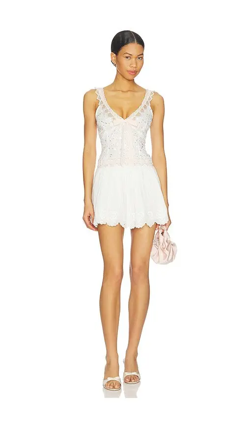 For Love & Lemons Locked Hearts Mini Dress - White