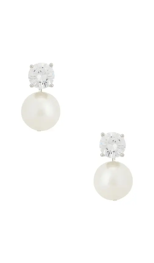 Shashi Jones Stud Earring In Ivory - Silver & Pearl