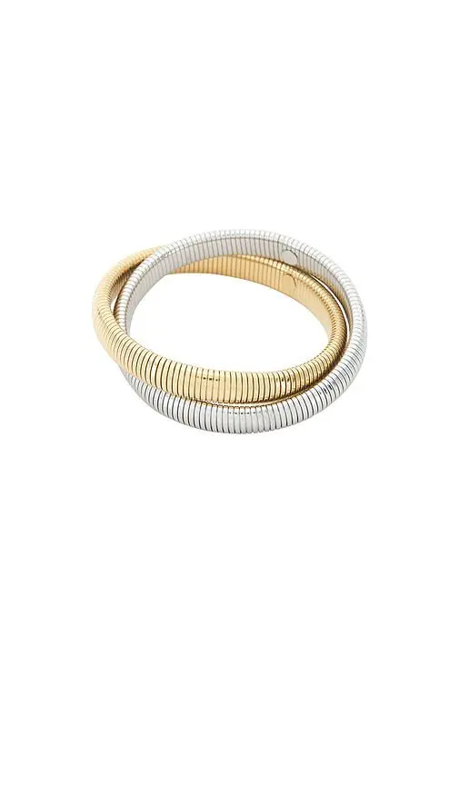 LUV AJ The Two Tone Flex Snake Chain Bracelet In Metallic ,metallic Silver - Gold