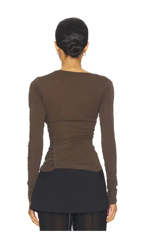 Helmut Lang Seamed Wind Top In Brown