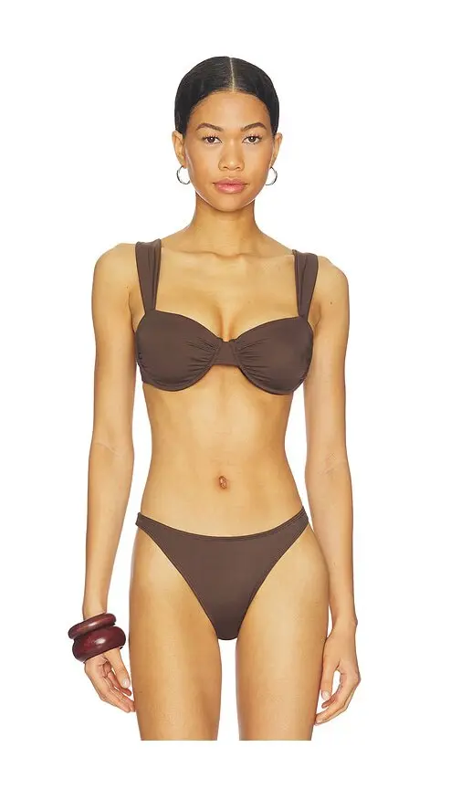 AWAY THAT DAY Isla Del Sol Bikini Top In Brown - Espresso