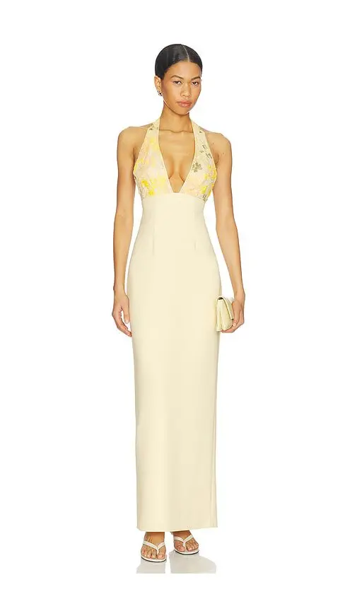 Majorelle Maizie Gown In Lemon - Yellow Multi