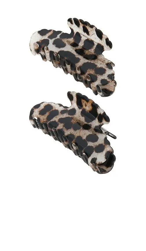 LOEFFLER RANDALL Yuri Scallop Acetate Clip Set - Brushed Leopard