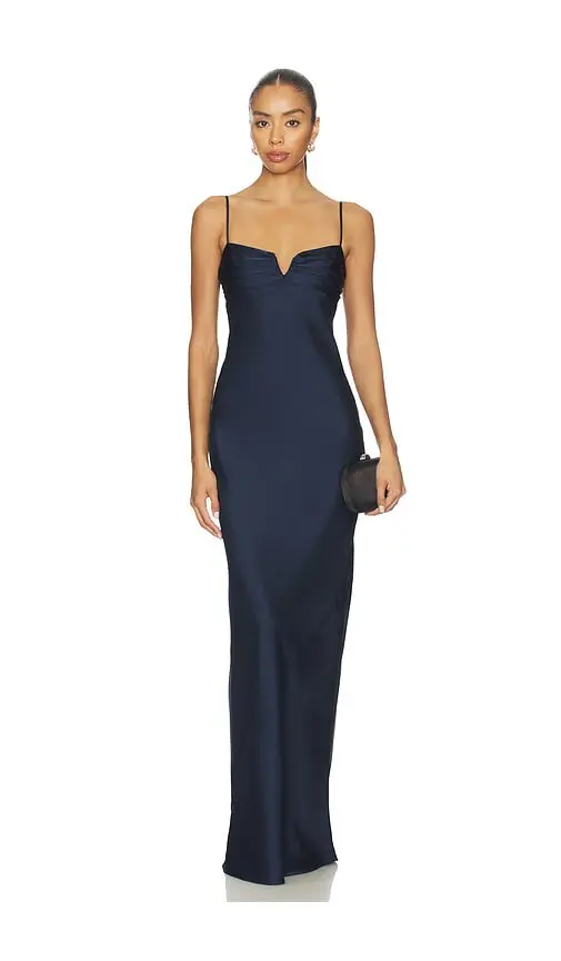 Amanda Uprichard Ira Maxi Dress In Navy - Ink