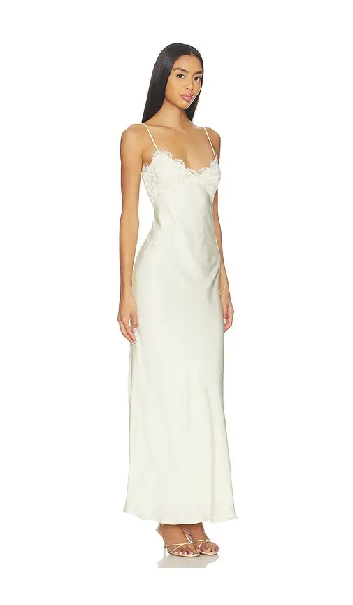 Bardot Elisian Lace Satin Maxi Dress - Ivory