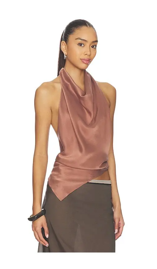 EAVES Frida Silk Top In Brown