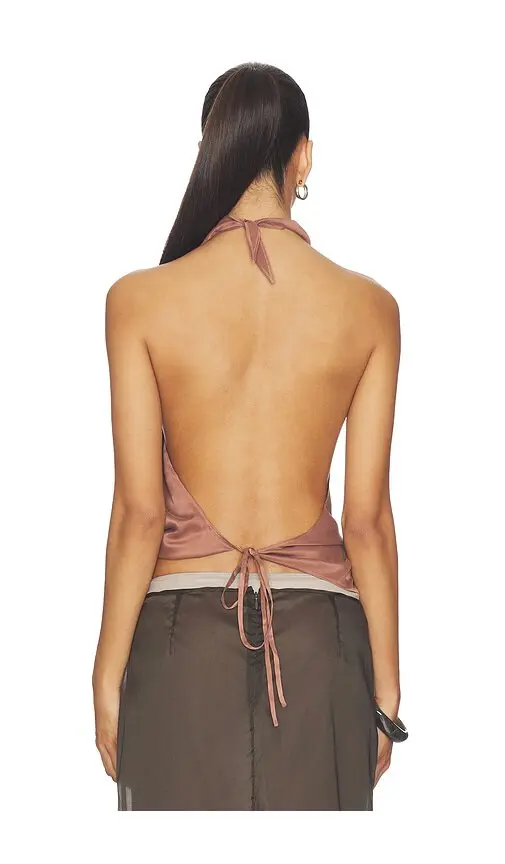 EAVES Frida Silk Top In Brown