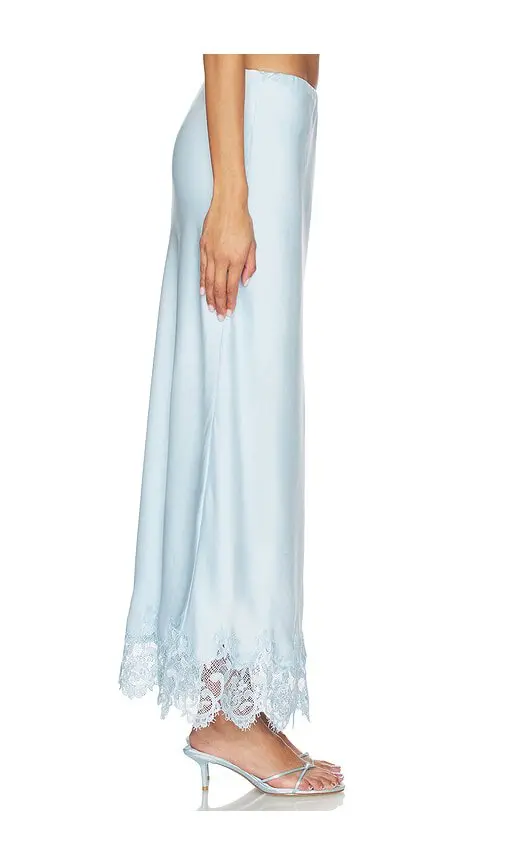 Bardot X Elisan Lace Satin Midi Skirt - Soft Blue