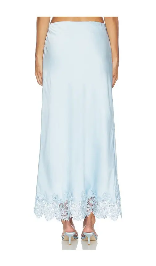 Bardot X Elisan Lace Satin Midi Skirt - Soft Blue