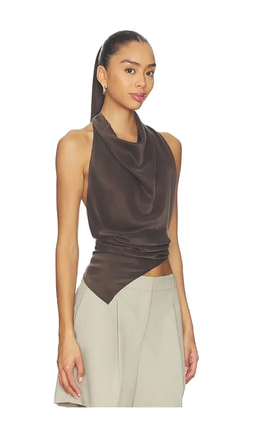 EAVES Frida Silk Top In Chocolate