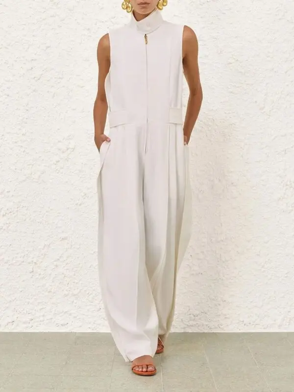 Zimmermann Luna Twill Jumpsuit - White