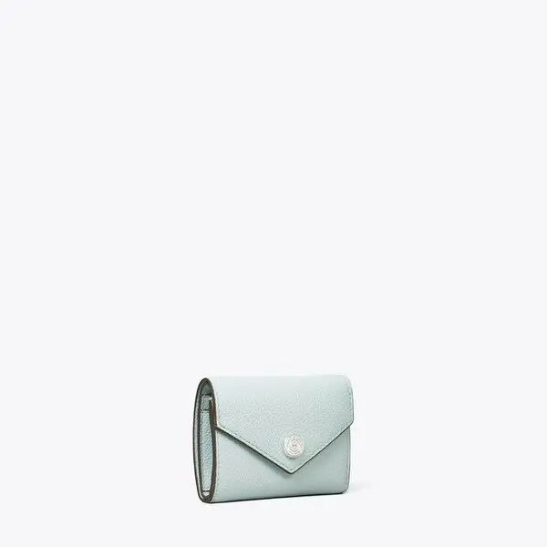 Tory Burch T Monogram Pebbled Small Envelope Wallet - Light Sea
