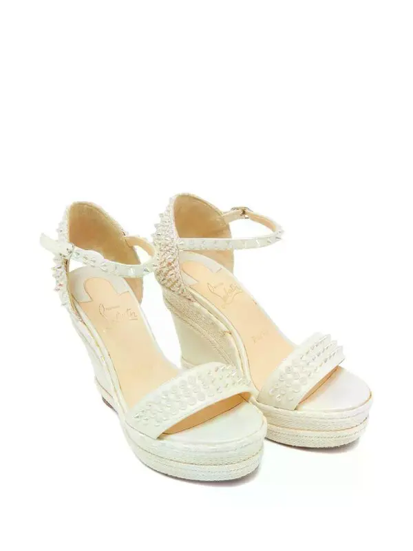 CHRISTIAN LOUBOUTIN Madmonica Spiked Wedge Espadrilles - Neutrals