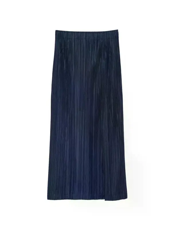 Issey Miyake Pleated Midi Skirt - Blue