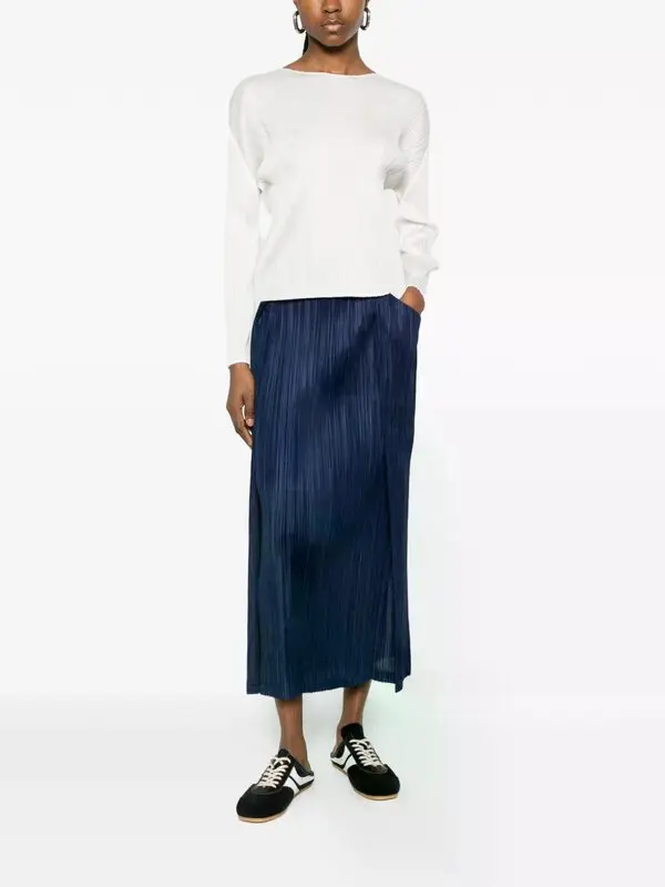 Issey Miyake Pleated Midi Skirt - Blue