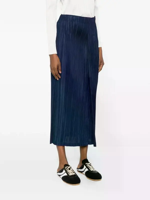 Issey Miyake Pleated Midi Skirt - Blue