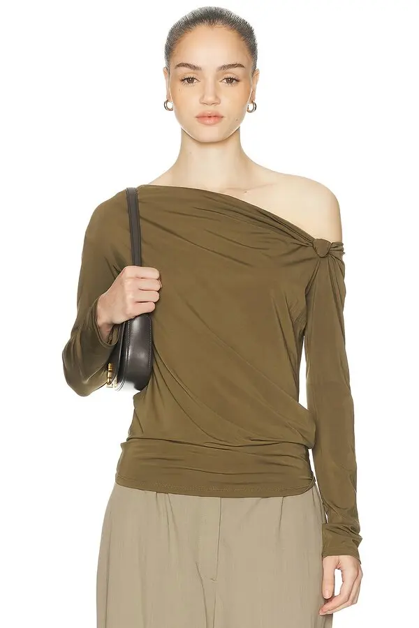 EAVES Jayne Off Shoulder Top In Olive - Capers
