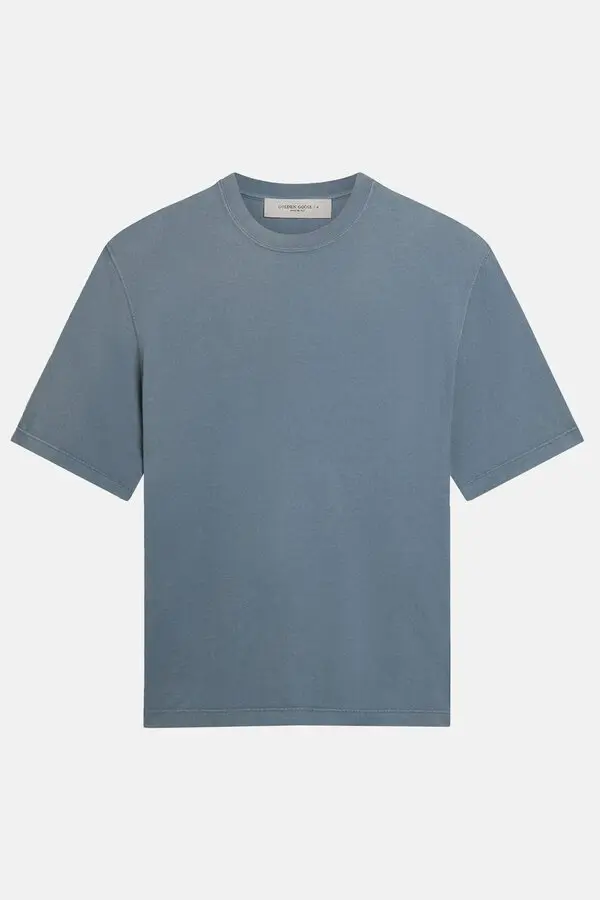 GOLDEN GOOSE Relaxed Fit T-shirt With Logo Patch - Sky Blue