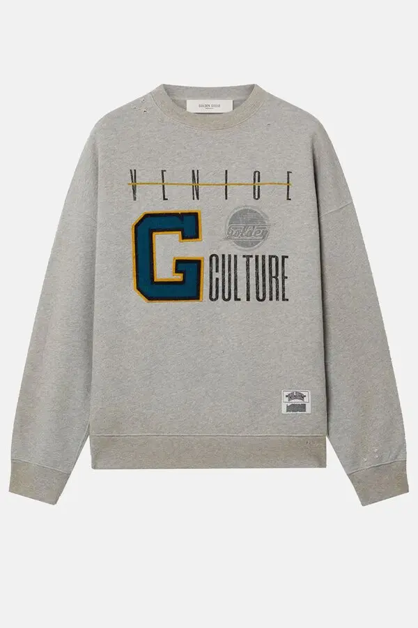 GOLDEN GOOSE Crewneck Sweatshirt With Print - Grey