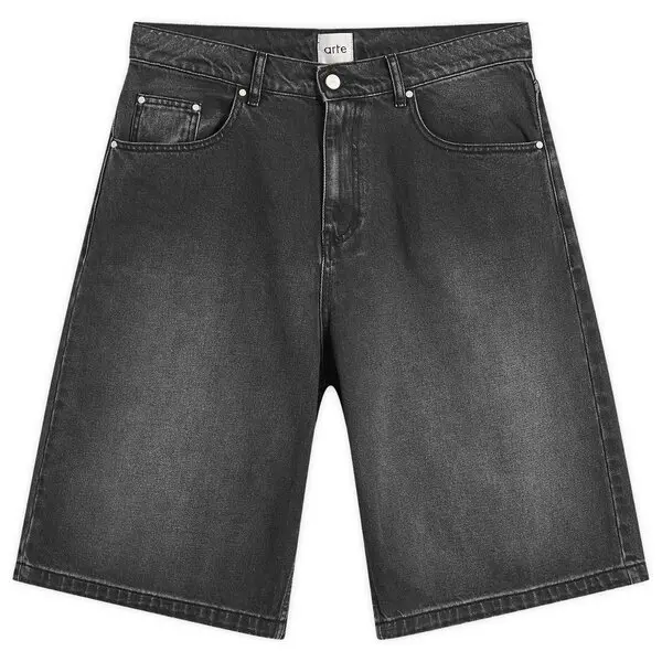ARTE Round Pocket Denim Shorts - Fade Black