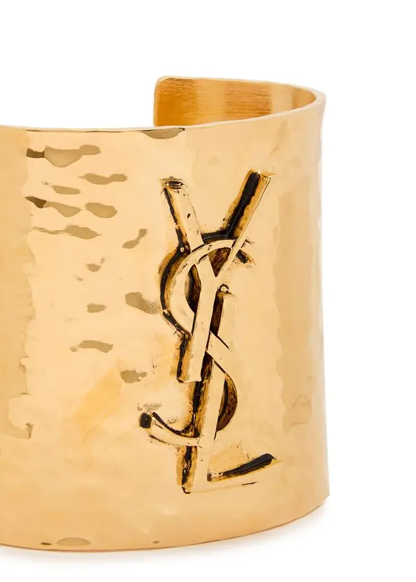 Saint Laurent Logo Hammered Cuff