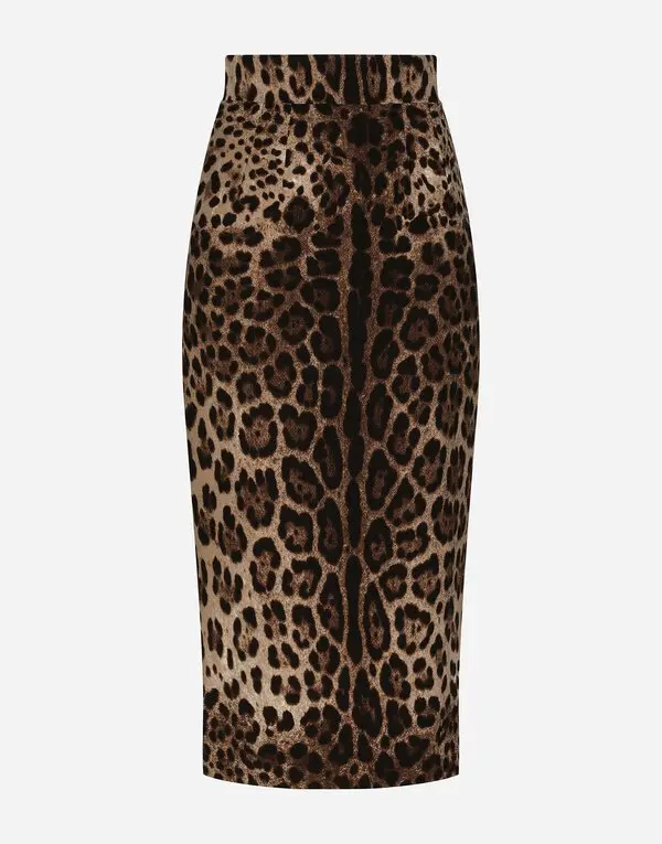 Dolce & Gabbana Leopard-print Double Crepe Calf-length Skirt - Animal Print