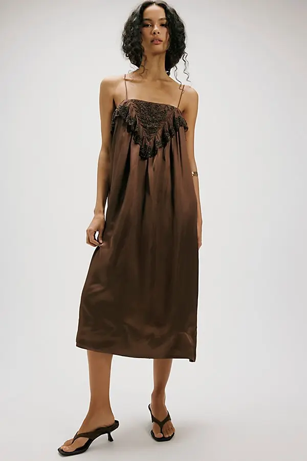 Free People Marquita Midi Dress - Pinecone