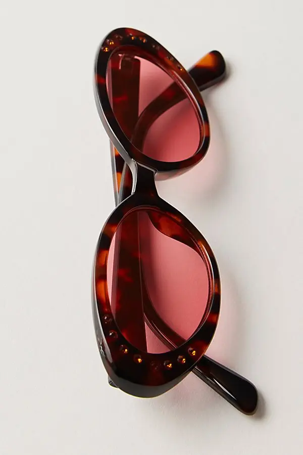 Free People Lila Cat Eye Sunglasses - Tort/grapefruit